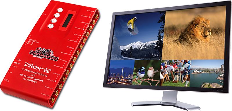 Decimator DMON-6S multiviewer. 6x3G/SDI in m loop & 1xHDMI/2x3G/SDI ut
